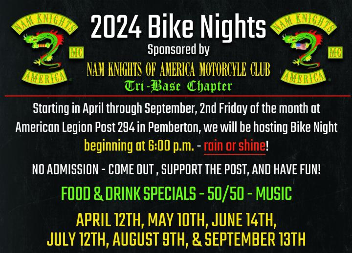 Nam Knights of America Motorcycle Club Tri-Base Chapter Bike Night ...