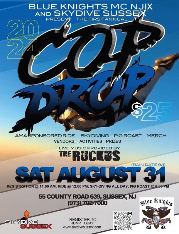 Blue Knights MC NJIX and Skydive Sussex First Annual Cop Drop and Ride » Laws 4 Hogs